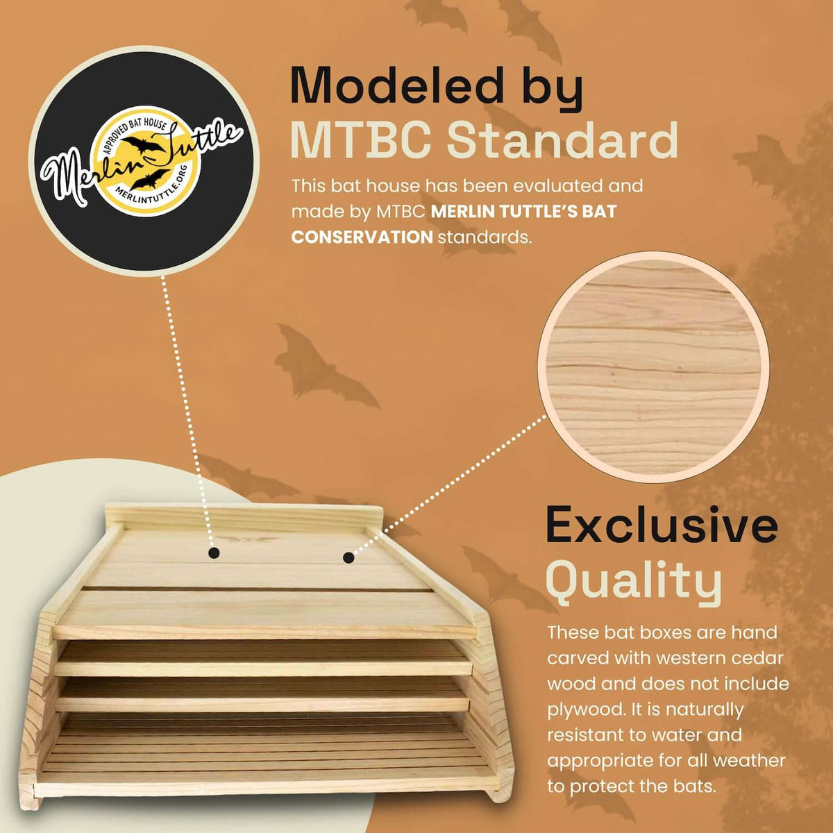 Triple Chamber Bat House, Cedar - Big Bat Box | Big Bat Box